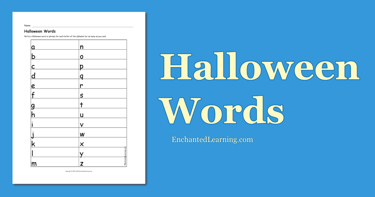 A Halloween Word for Each Letter - Enchanted Learning