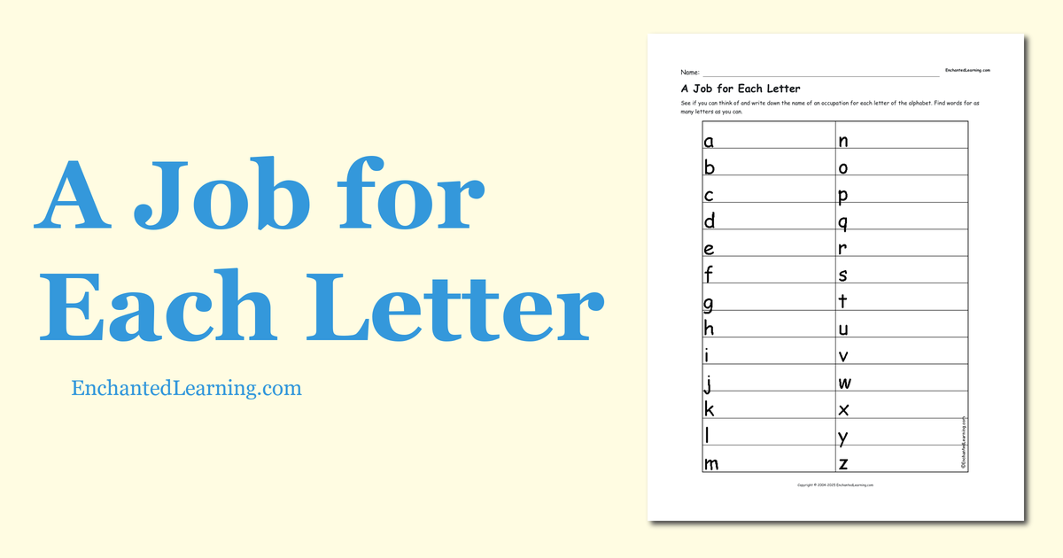 A Job for Each Letter - Enchanted Learning