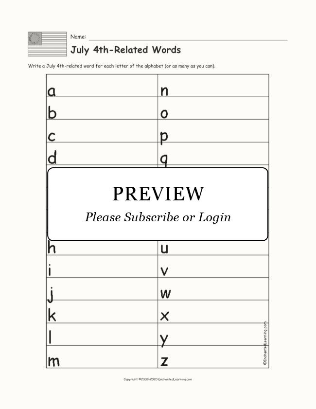 July 4th-Related Words - Enchanted Learning