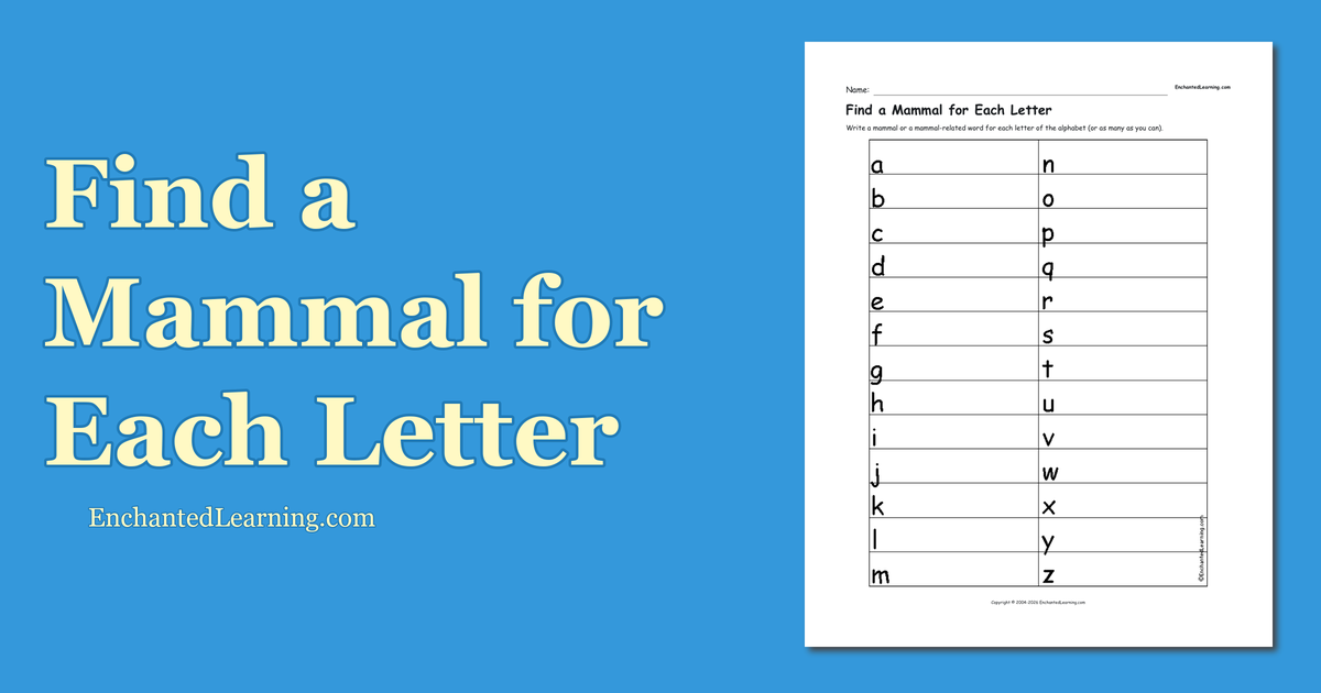 Find a Mammal for Each Letter - Enchanted Learning