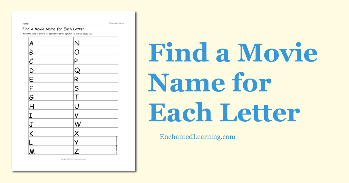 Find a Movie Name for Each Letter - Enchanted Learning