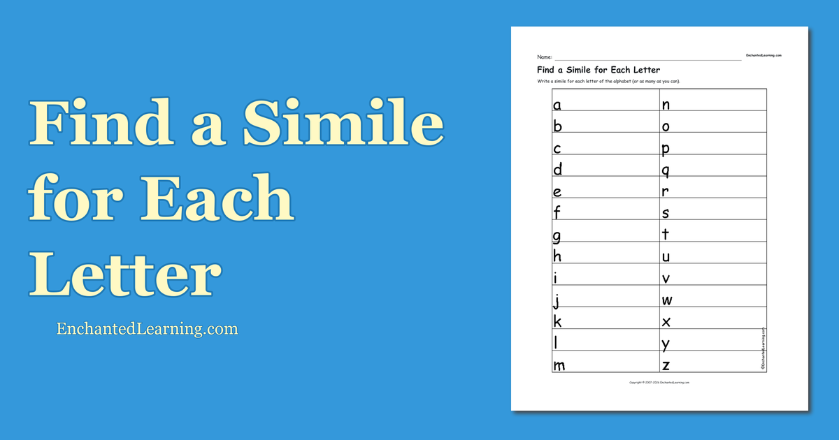Find a Simile for Each Letter - Enchanted Learning
