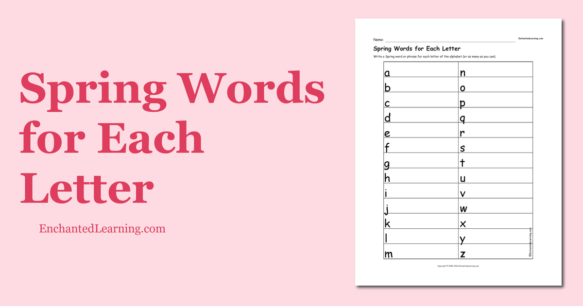 Spring Words for Each Letter - Enchanted Learning