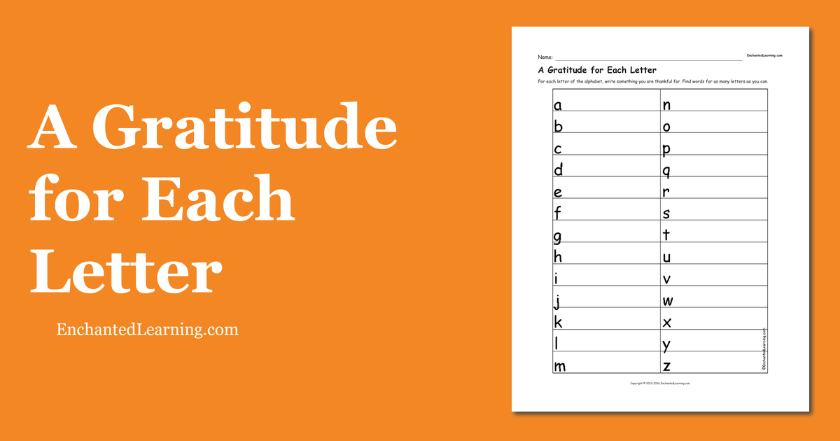 A Gratitude for Each Letter - Enchanted Learning