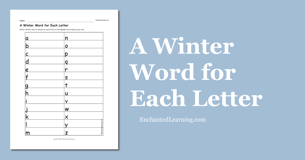 A Winter Word for Each Letter - Enchanted Learning