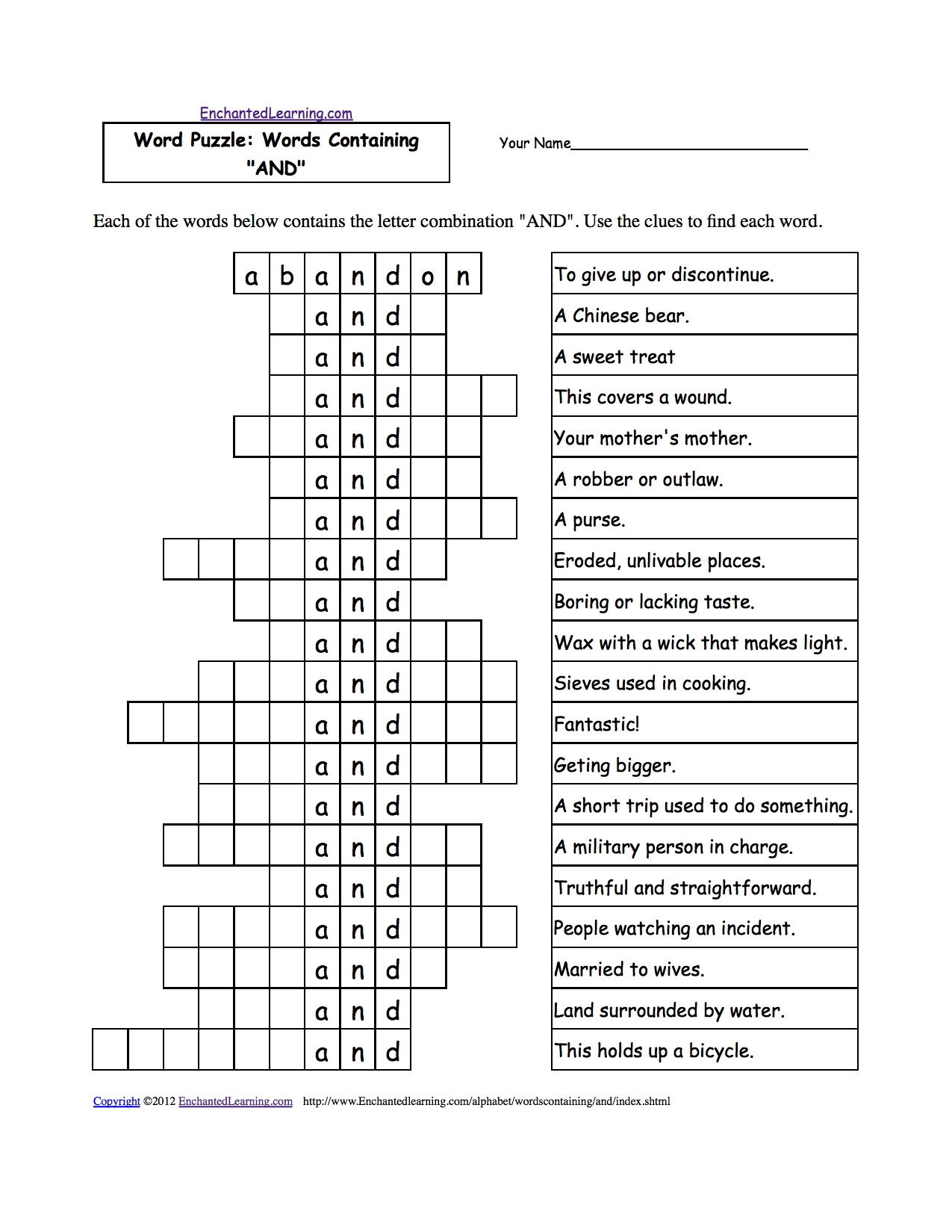 Word Puzzles Words Containing Three Letter Combinations Worksheets To