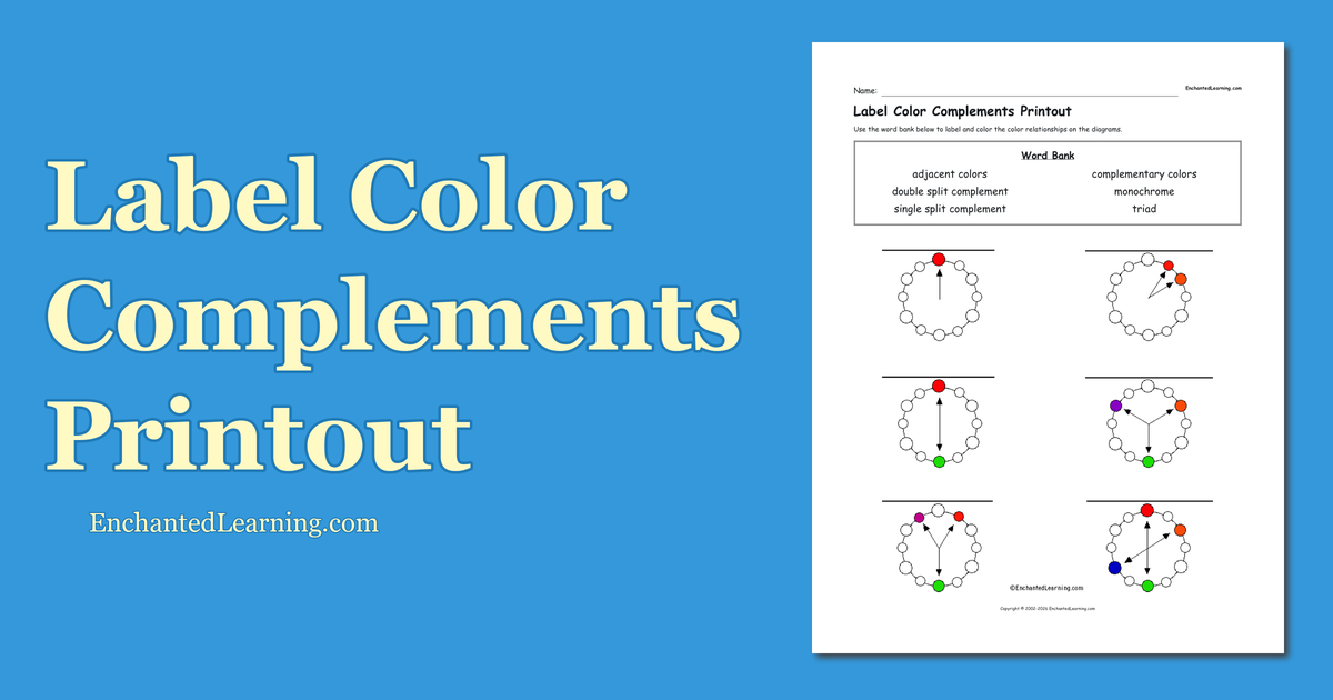 Label Color Complements Printout - Enchanted Learning