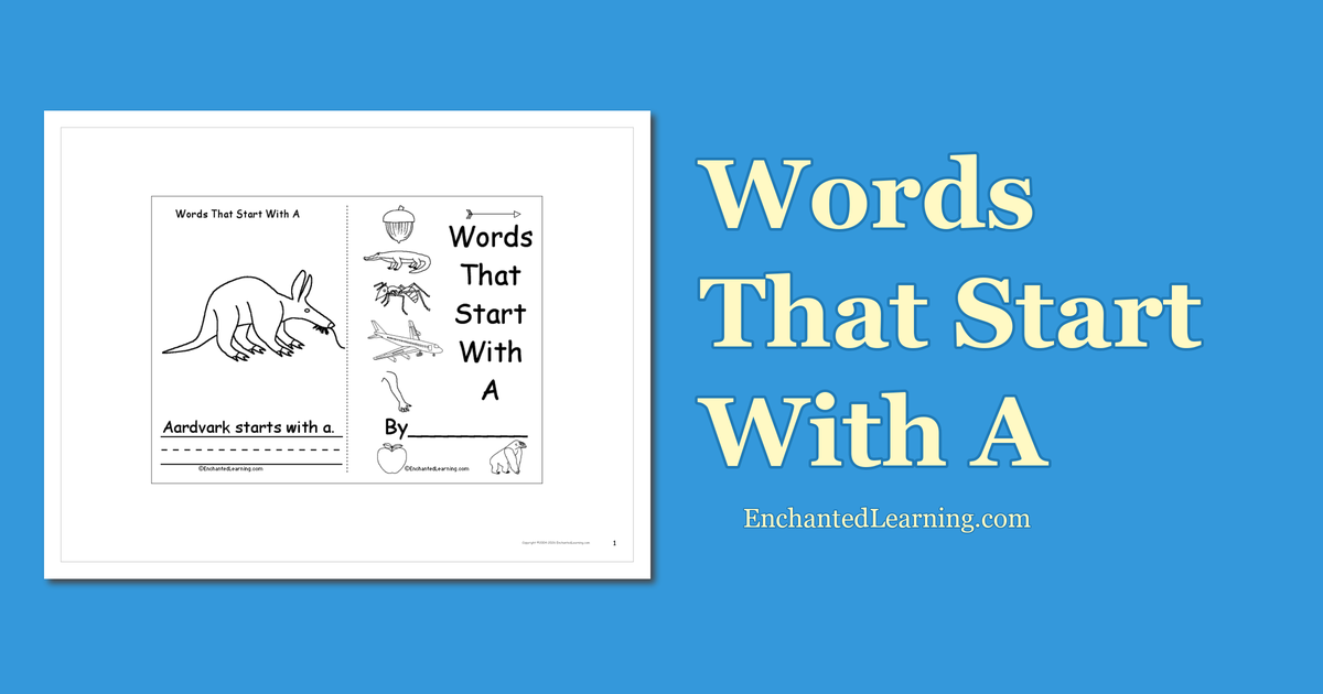 Words That Start With A - Enchanted Learning