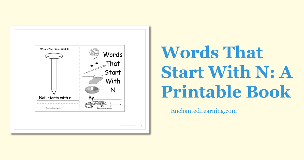 Words That Start With N: A Printable Book - Enchanted Learning