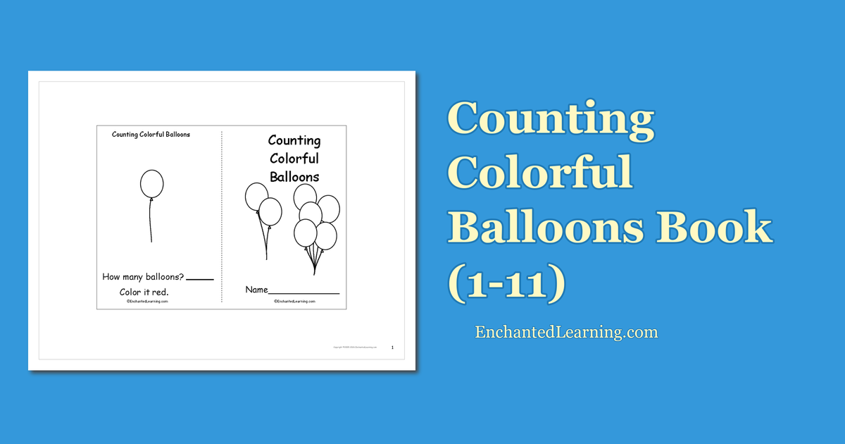 Counting Colorful Balloons Book (1-11) - Enchanted Learning