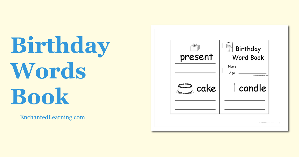 Birthday Words Book - Enchanted Learning