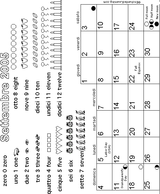September Italian Calendar 2006: EnchantedLearning.com