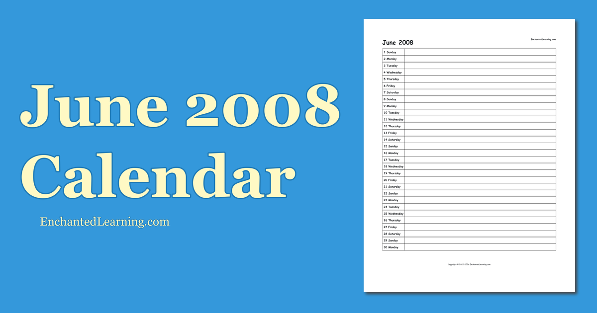 June 2008 Scheduling Calendar - Enchanted Learning