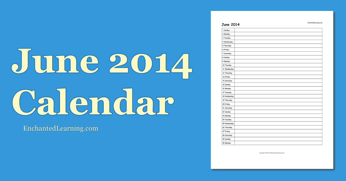 June 2014 Scheduling Calendar - Enchanted Learning