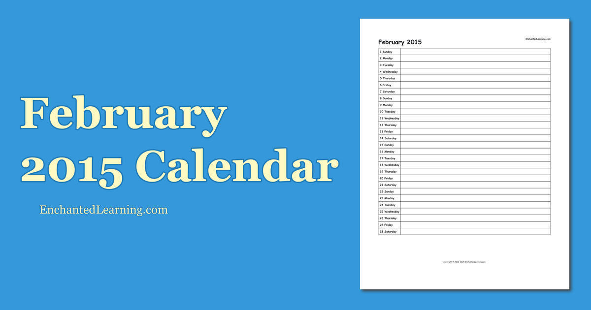 February 2015 Scheduling Calendar - Enchanted Learning