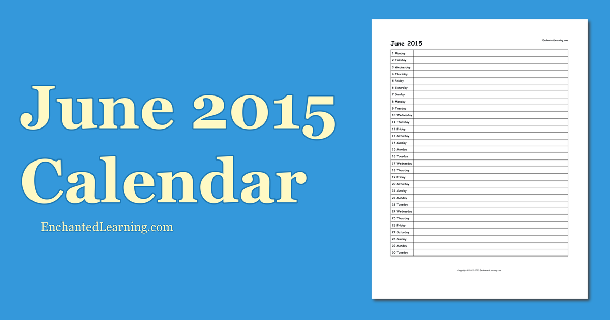 June 2015 Scheduling Calendar - Enchanted Learning