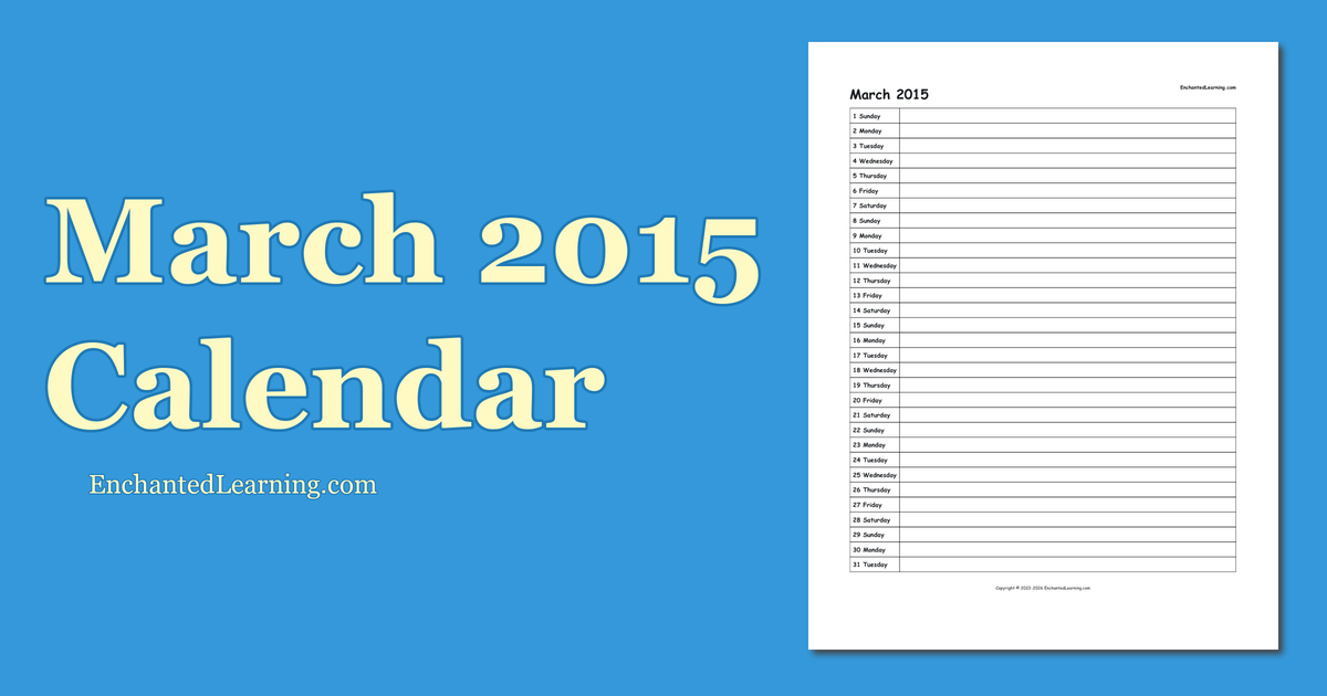 March 2015 Scheduling Calendar - Enchanted Learning