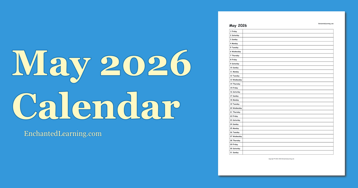 May 2026 Scheduling Calendar - Enchanted Learning