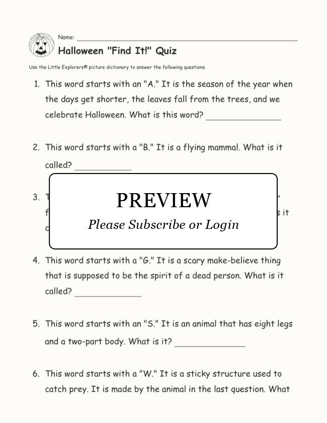 Student Research Activity - Halloween "Find It!" Word Quiz - Enchanted ...