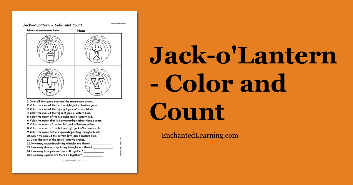 Jack-o'Lantern - Color and Count - Enchanted Learning