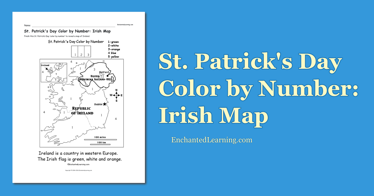 St. Patrick's Day Color by Number: Irish Map - Enchanted Learning