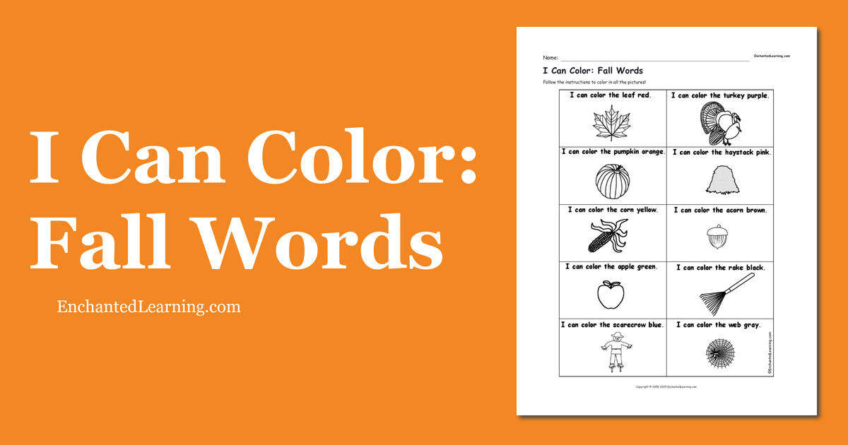 I Can Color: Fall Words - Enchanted Learning