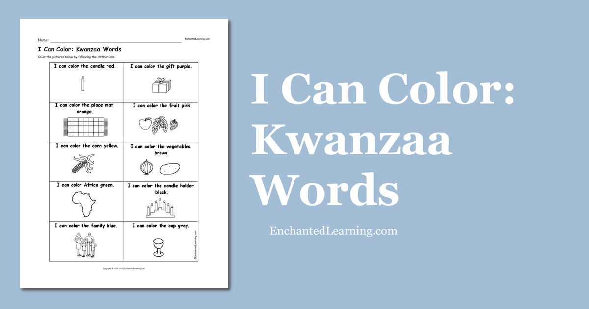 I Can Color: Kwanzaa Words - Enchanted Learning