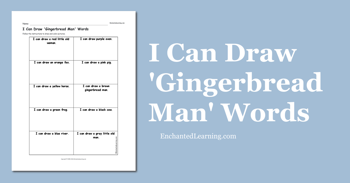 I Can Draw 'Gingerbread Man' Words - Enchanted Learning