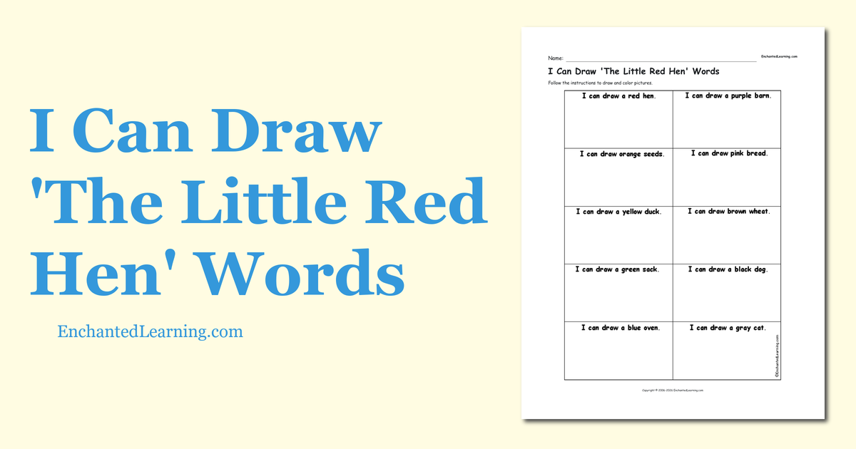 I Can Draw 'The Little Red Hen' Words - Enchanted Learning