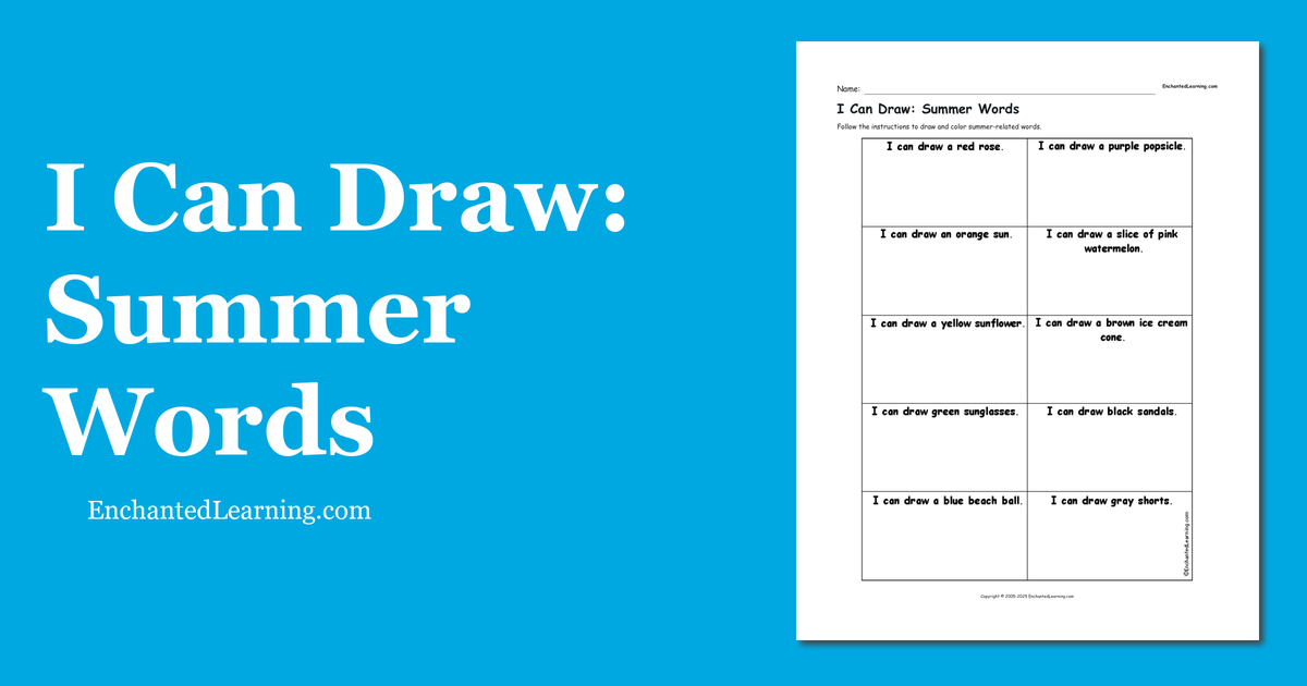 I Can Draw: Summer Words - Enchanted Learning