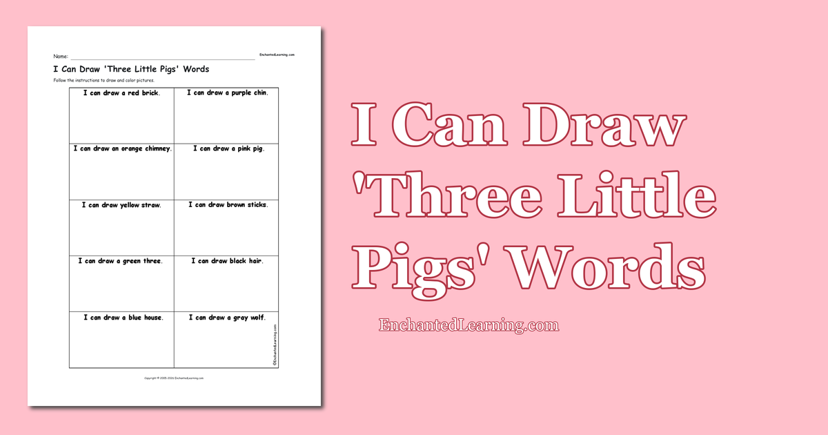 I Can Draw 'Three Little Pigs' Words - Enchanted Learning