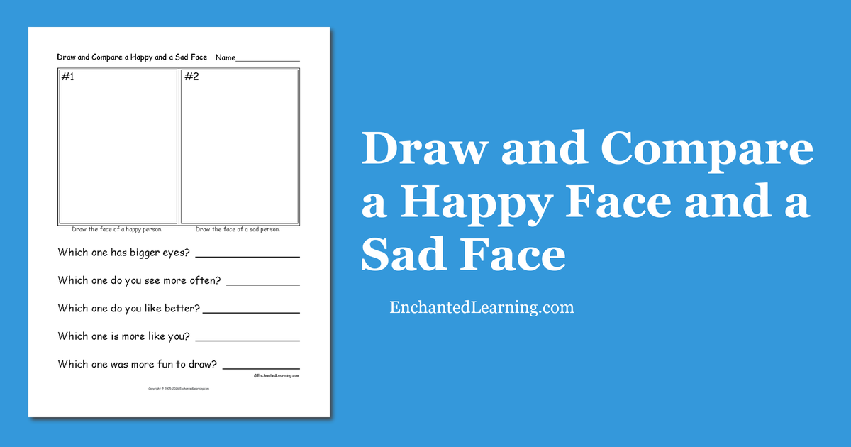 Draw and Compare a Happy Face and a Sad Face - Enchanted Learning