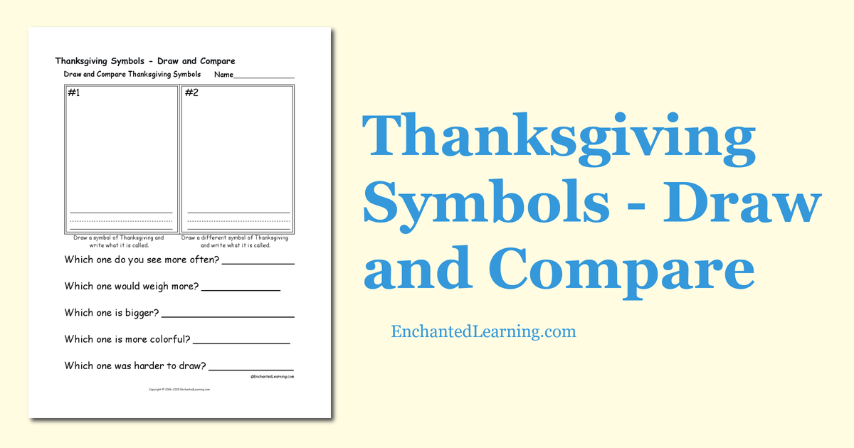 Thanksgiving Symbols - Draw and Compare - Enchanted Learning