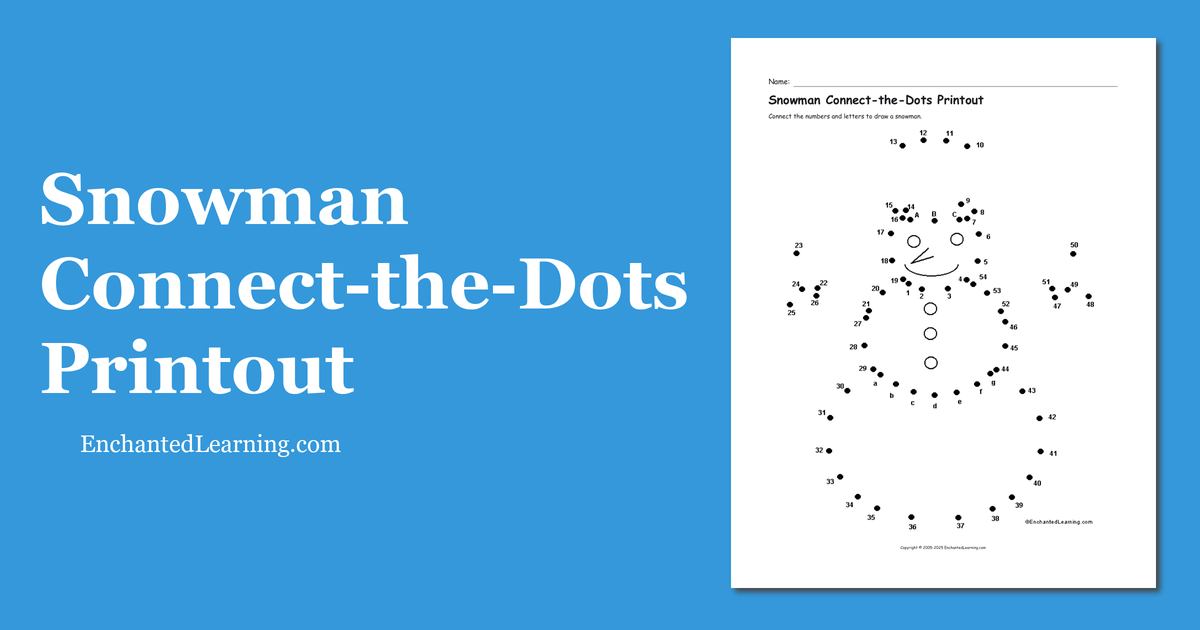Snowman Connect-the-Dots Printout - Enchanted Learning