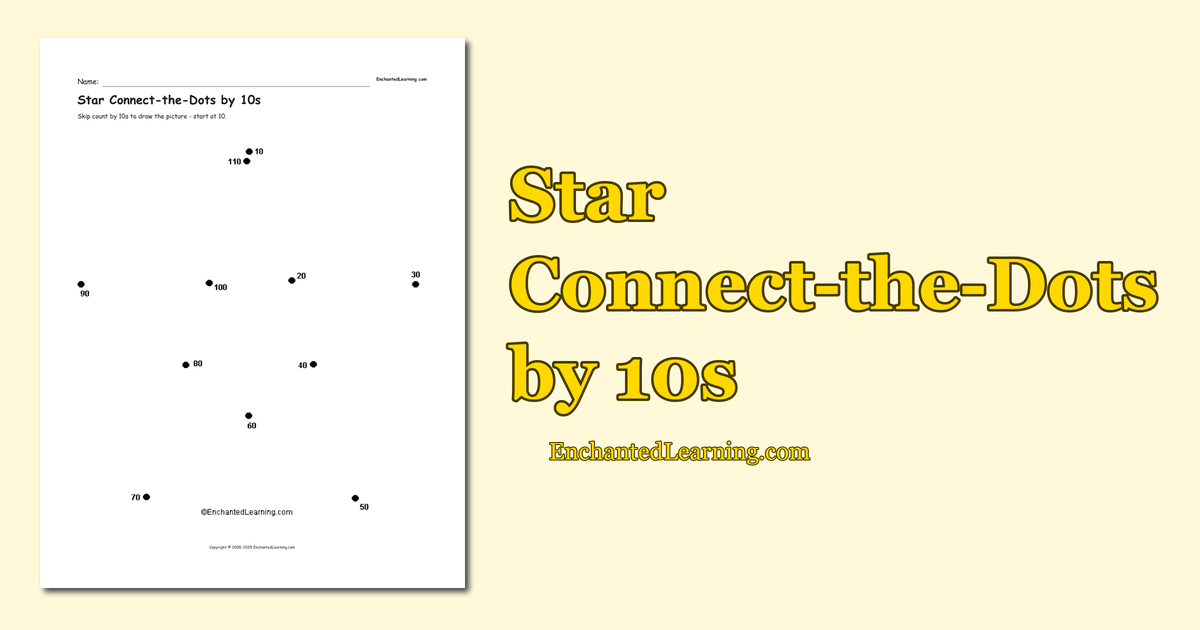 Star Connect-the-Dots by 10s - Enchanted Learning