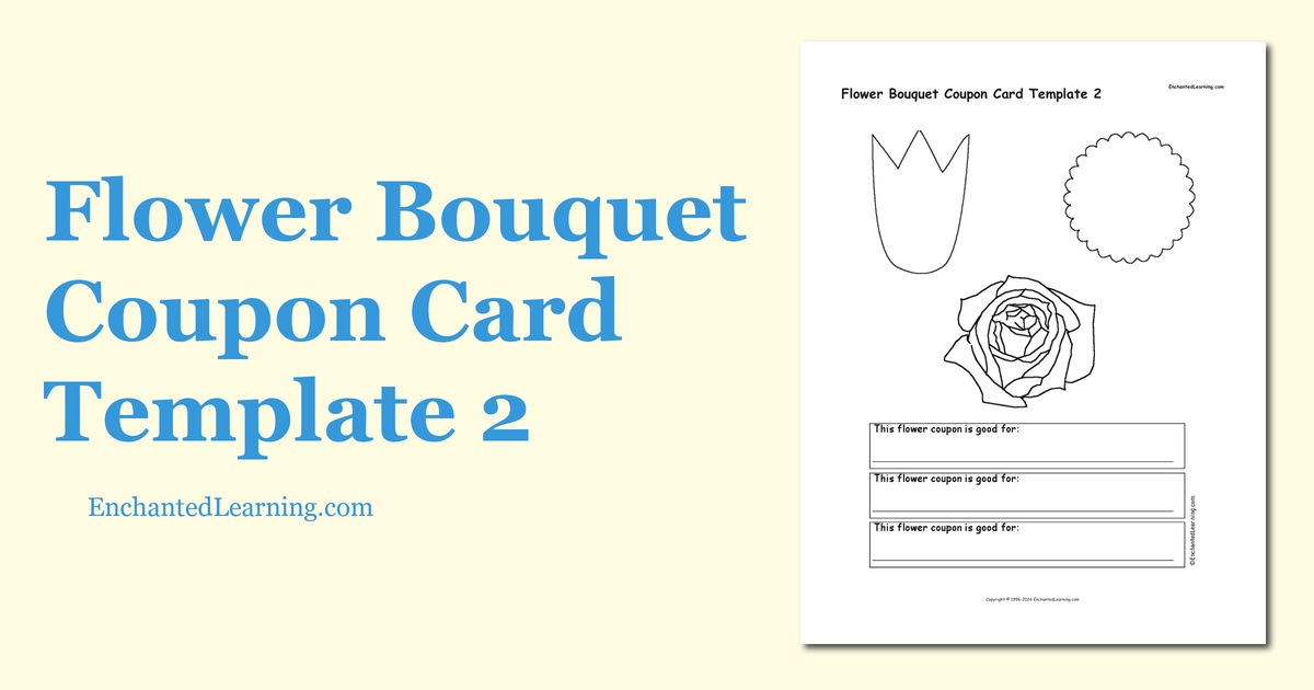 Flower Bouquet Coupon Card Template 2 - Enchanted Learning