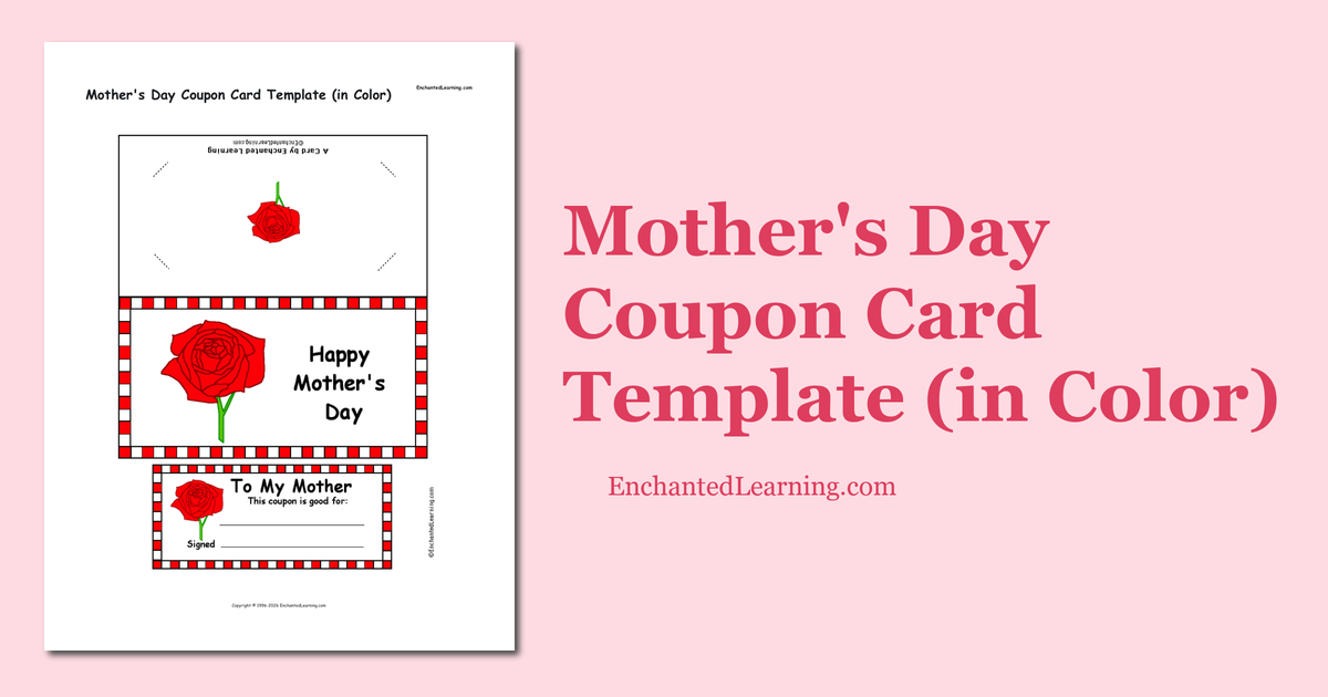 Mother's Day Coupon Card Template (in Color) - Enchanted Learning
