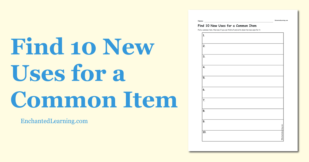 Find 10 New Uses for a Common Item - Enchanted Learning