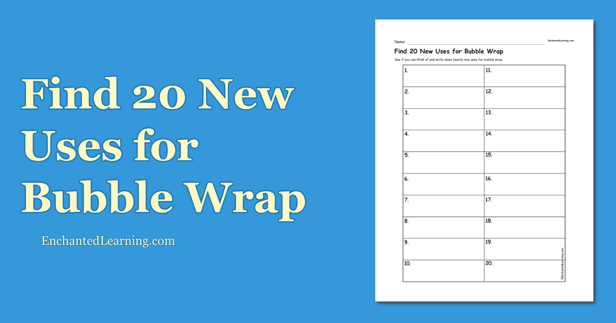 Find 20 New Uses for Bubble Wrap - Enchanted Learning