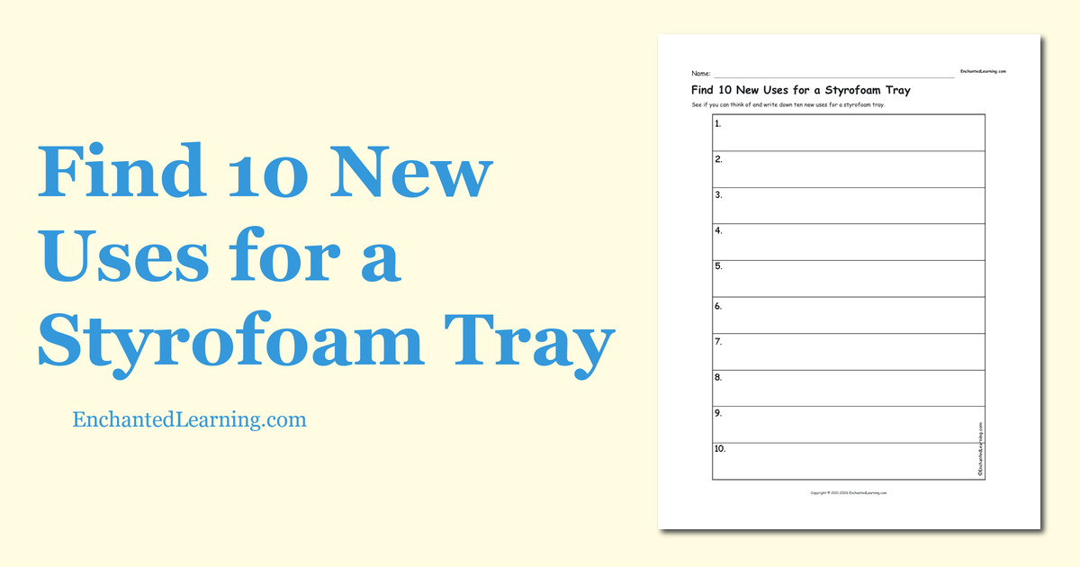 Find 10 New Uses for a Styrofoam Tray - Enchanted Learning