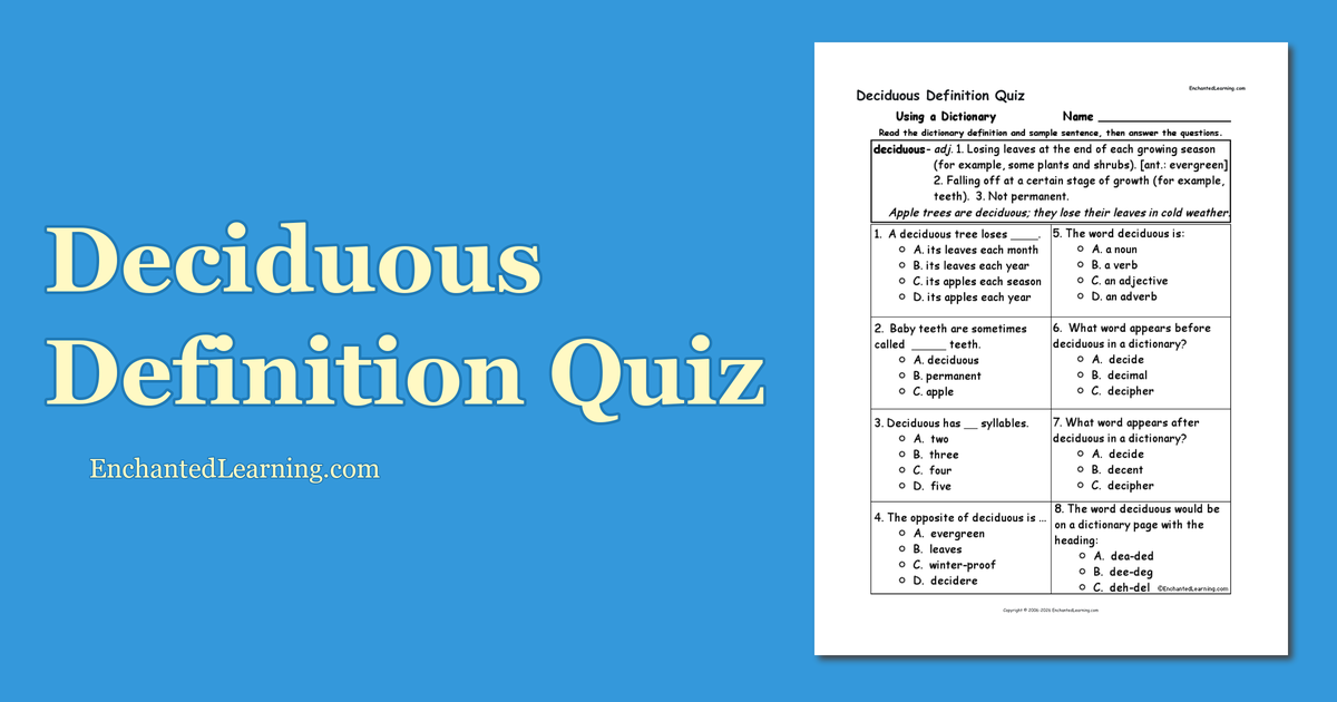 Deciduous Definition Quiz - Enchanted Learning