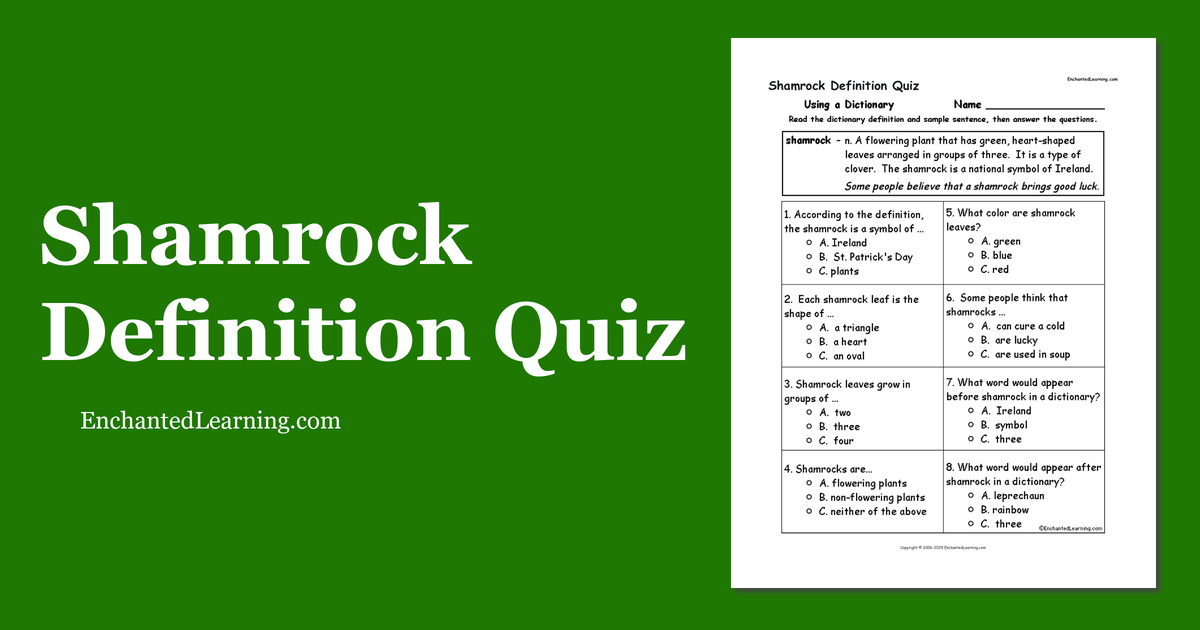 Shamrock Definition Quiz - Enchanted Learning