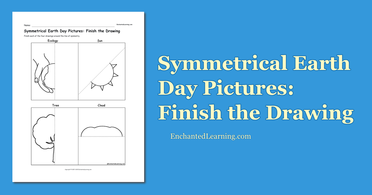 Symmetrical Earth Day Pictures: Finish the Drawing - Enchanted Learning