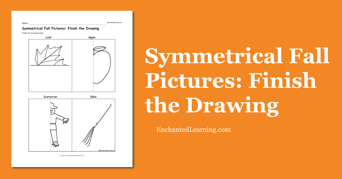 Symmetrical Fall Pictures: Finish the Drawing - Enchanted Learning