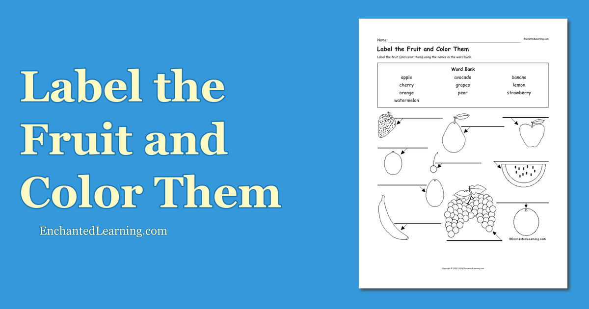 Label the Fruit and Color Them - Enchanted Learning