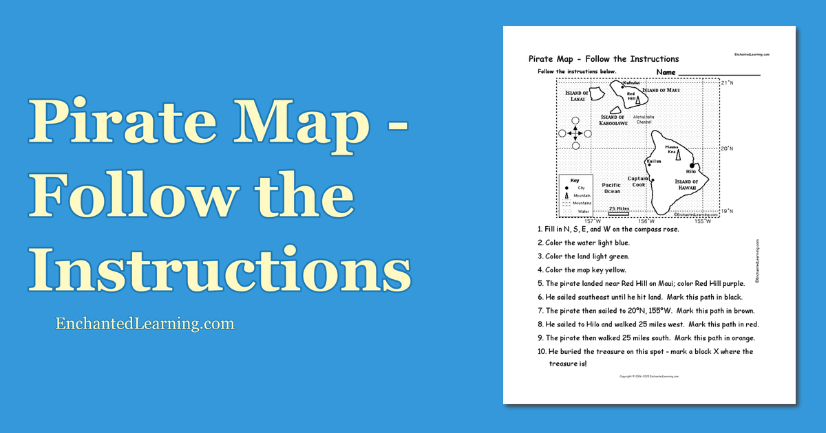 Pirate Map - Follow the Instructions - Enchanted Learning