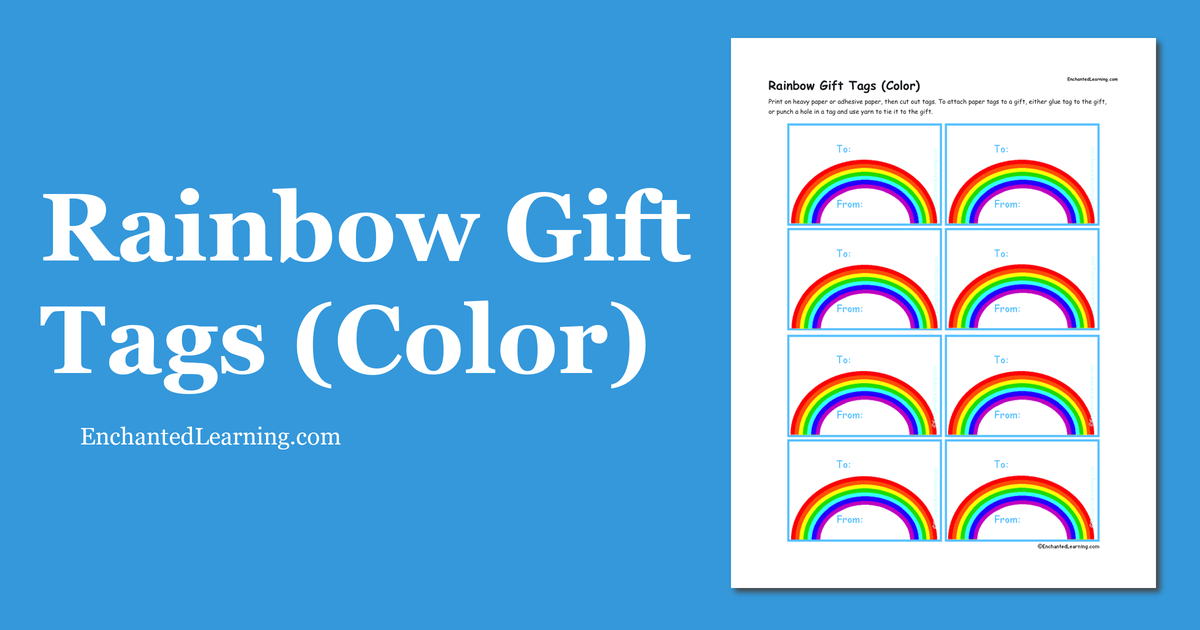 Rainbow Gift Tags (Color) - Enchanted Learning