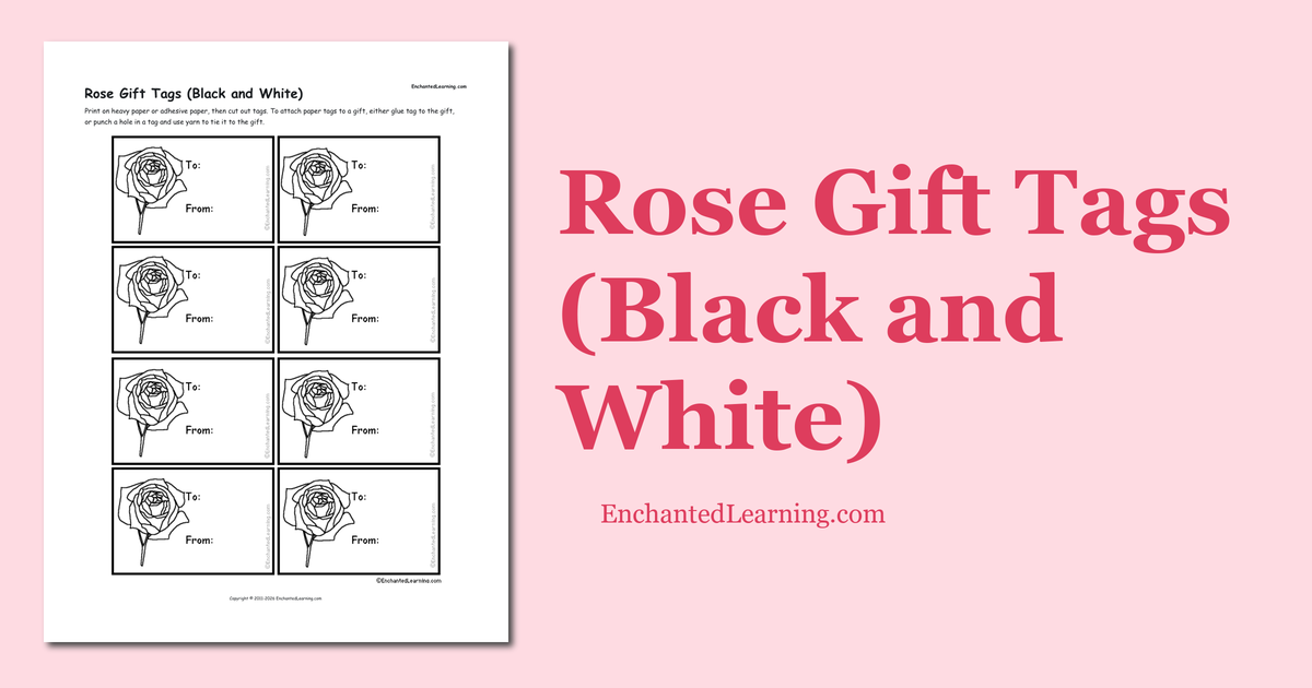 Rose Gift Tags (Black and White) - Enchanted Learning