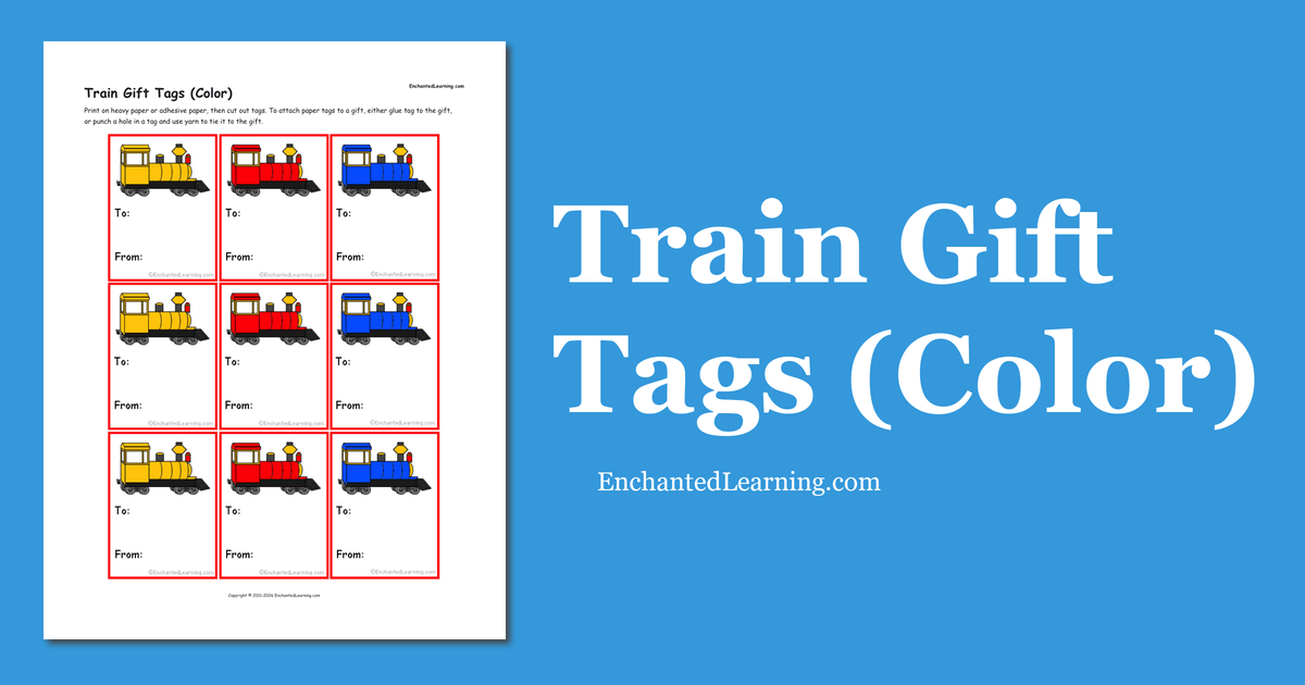 Train Gift Tags (Color) - Enchanted Learning