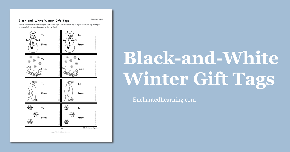 Black-and-White Winter Gift Tags - Enchanted Learning
